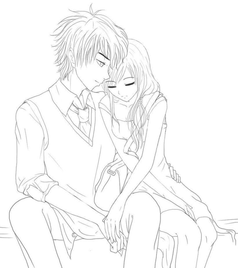 Anime Couple Coloring Pages - Free coloring pages